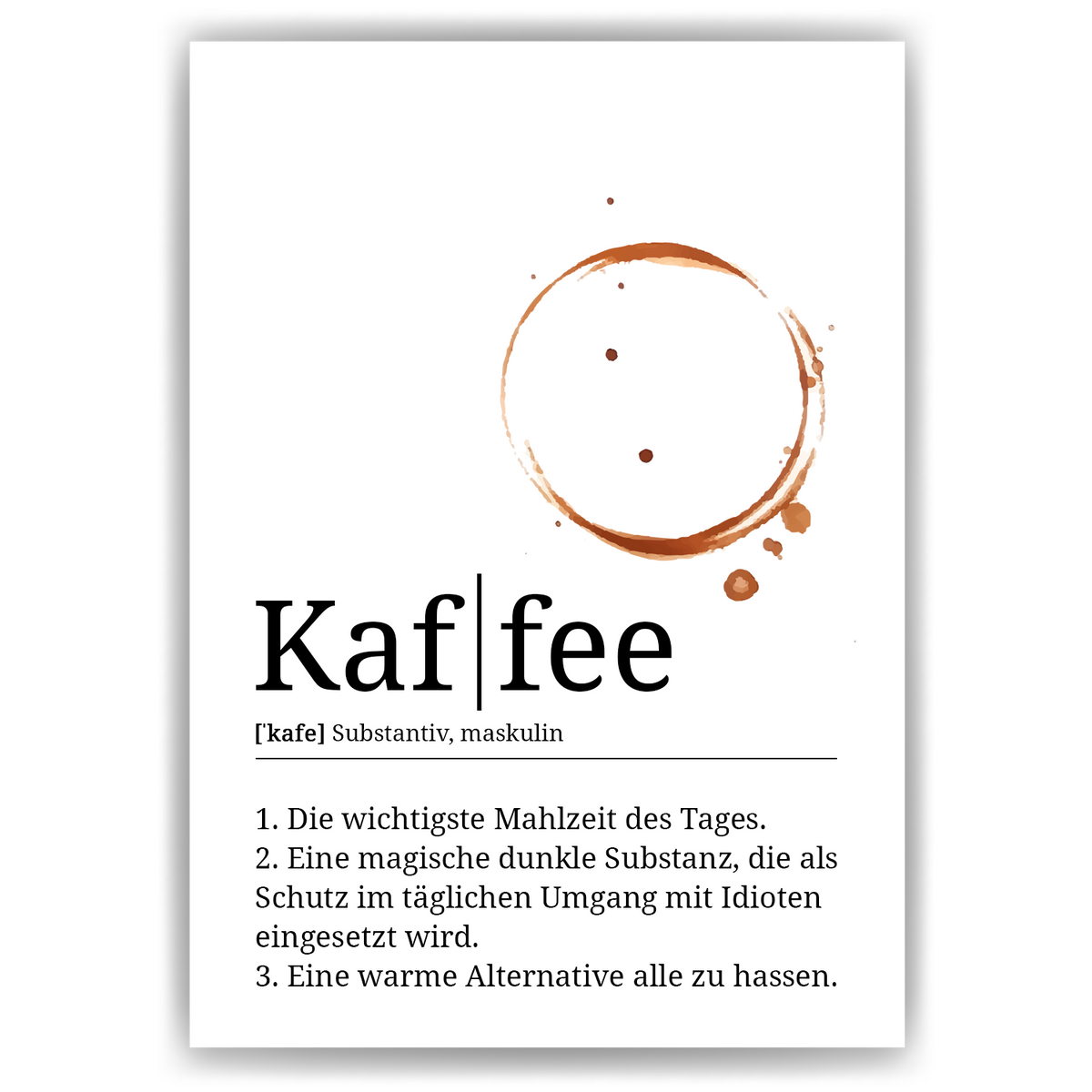 Kaffee Poster Definition - Kaffee Wandbild Barista Küche Wanddeko ...